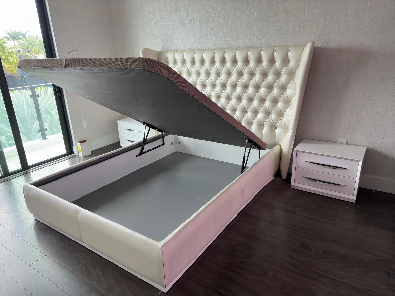 Velvet Bed with storage and carmen Nightstands at the customer's house