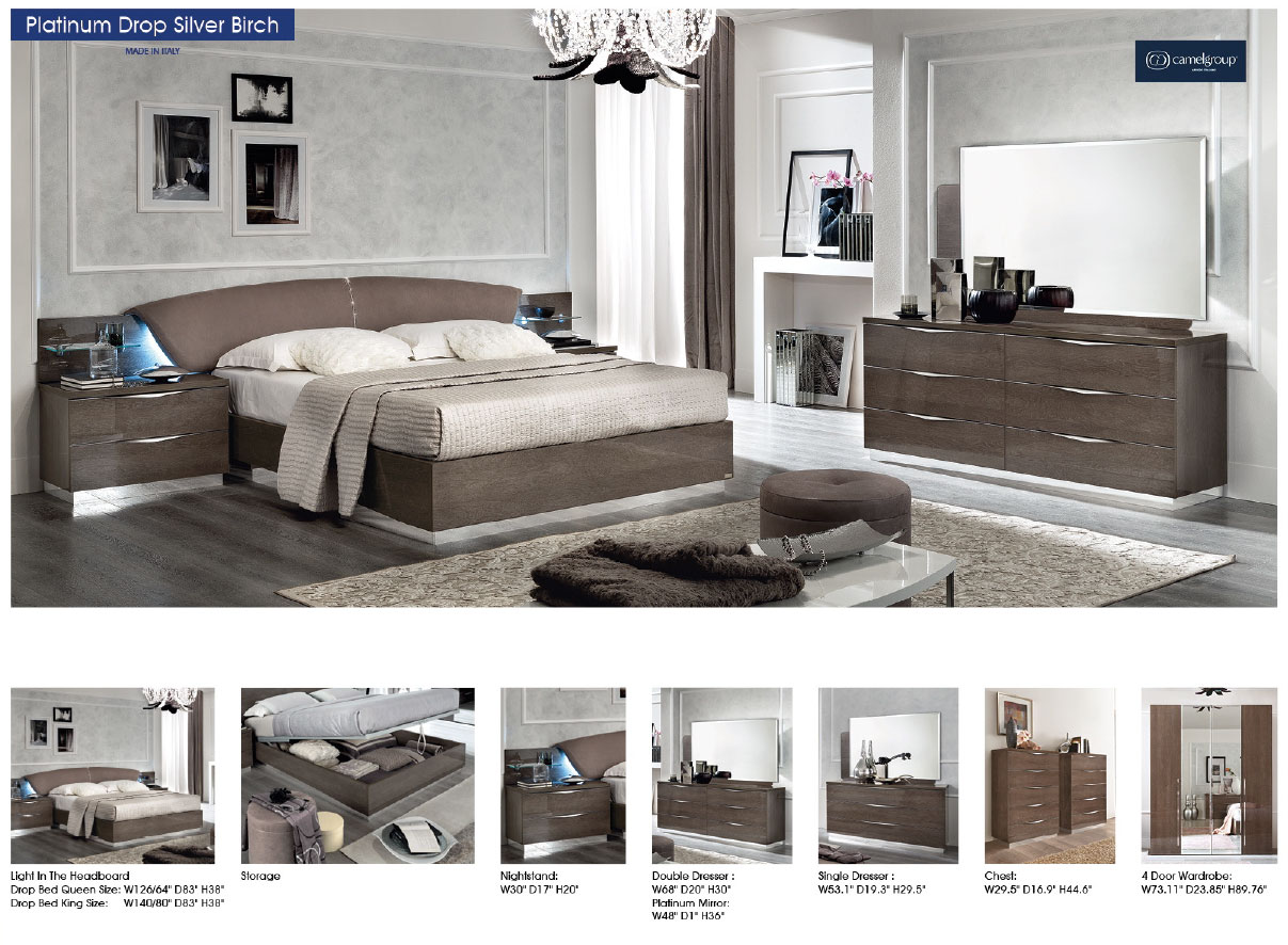 Platinum QS DROP Bed SILVER BIRCH, Beds with storage, Bedroom Furniture