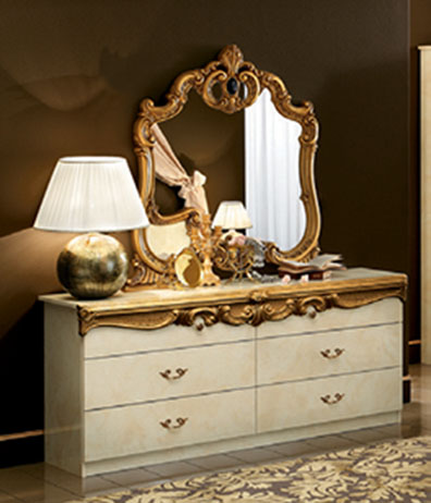 Barocco Ivory w/Gold Bedroom, Classic Bedrooms QS and KS, Bedroom Furniture