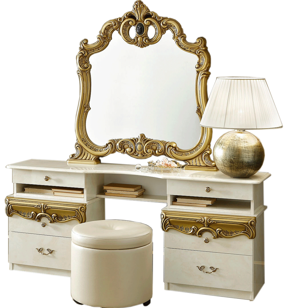 Barocco Ivory/Gold Vanity Dresser, Dressers and Chests, Bedroom Furniture