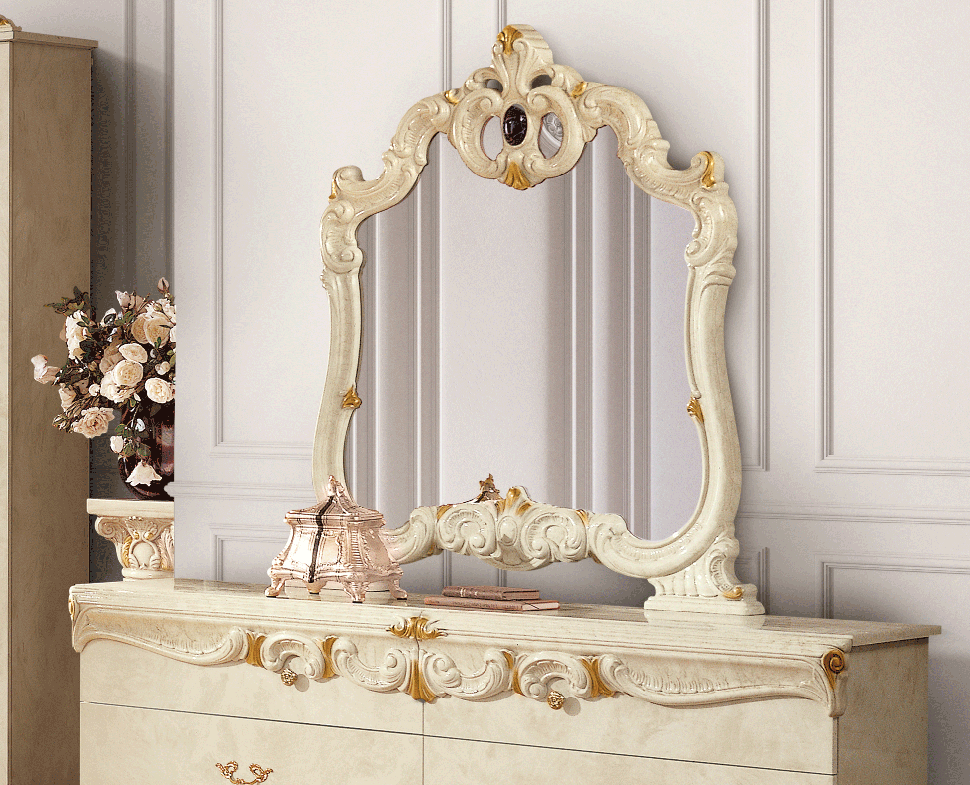 Barocco IVORY mirror, Beds, Bedroom Furniture