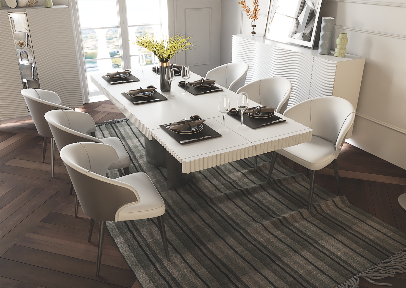 Wave Dining White, Modern Dining Room Sets, Dining Room Furniture