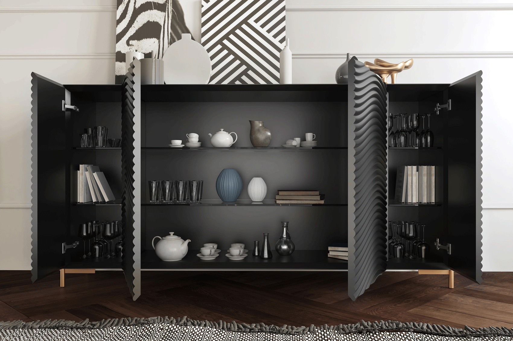 Wave 4 Door buffet, China Cabinets and Buffets, Dining Room Furniture