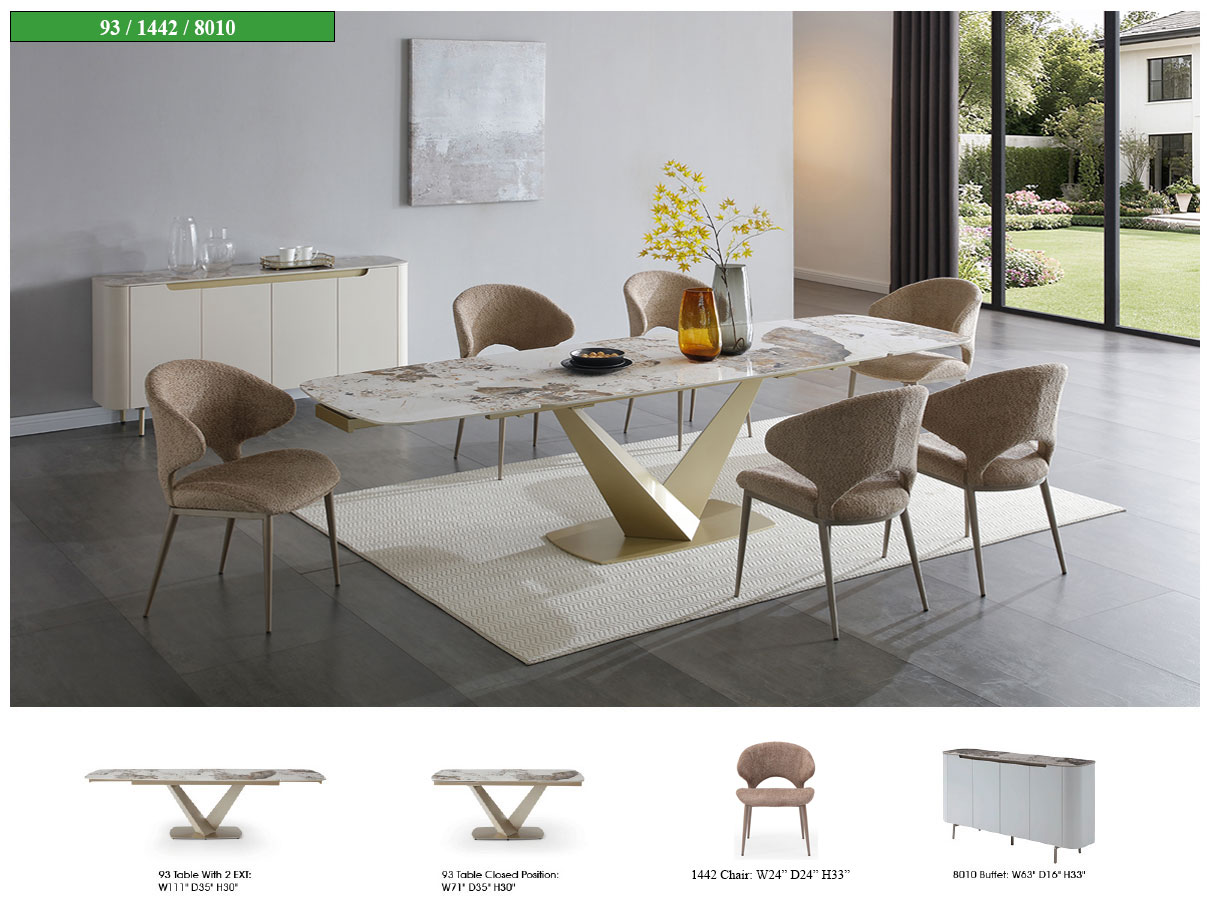 93 Dining Table with 1442 Chairs and 8010 buffet Set, Kitchen Tables ...
