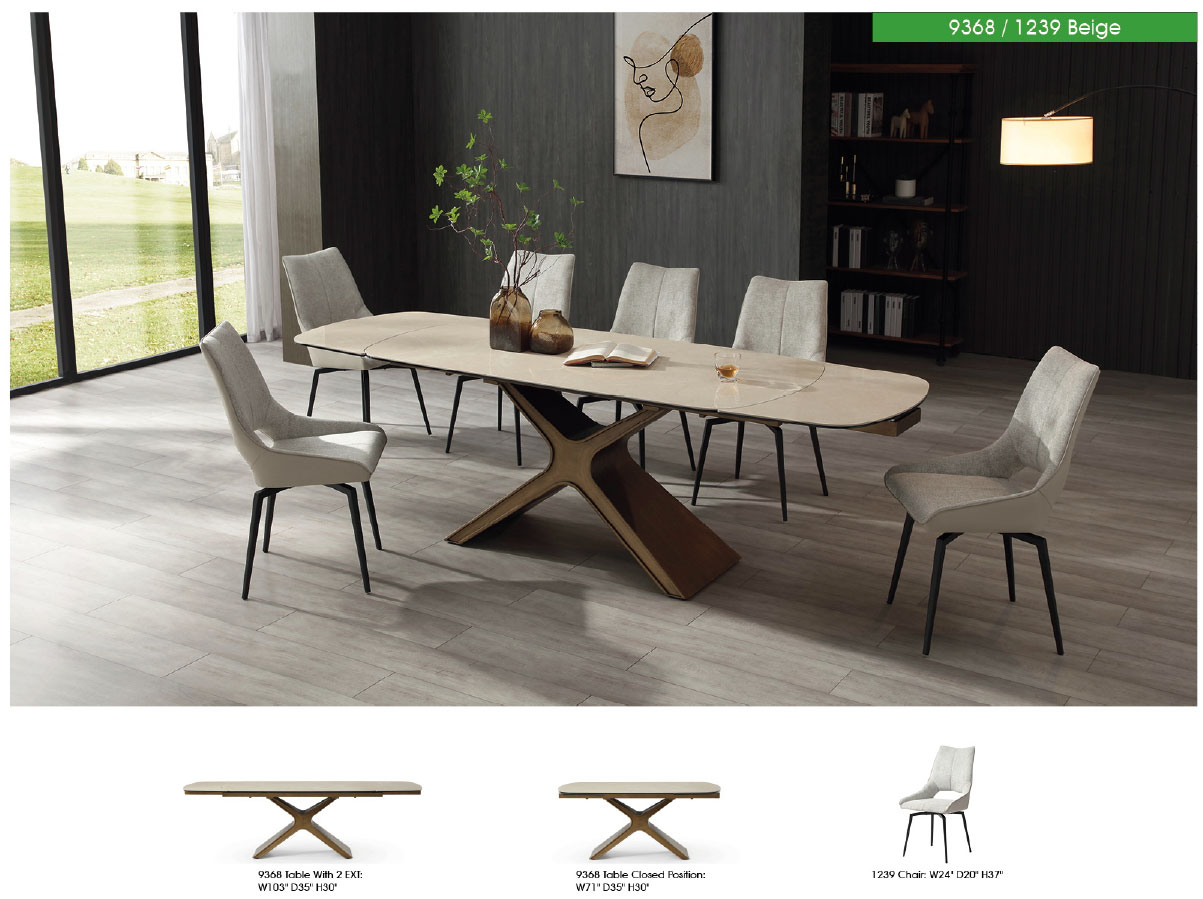 9368 Table Taupe with 1239 swivel beige chairs, Kitchen Tables and ...