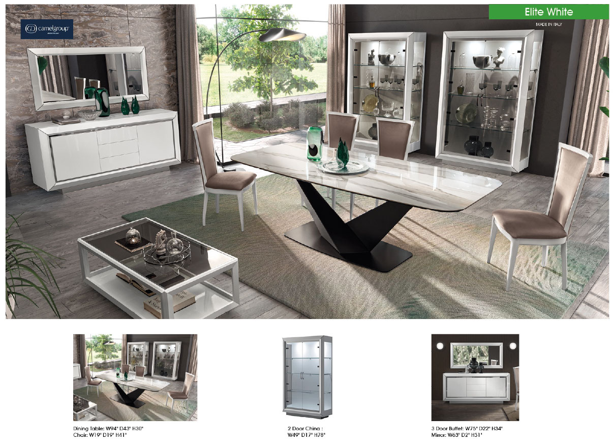 Elite WHITE Dining table, Marble-Look Tables, Dining Room Furniture