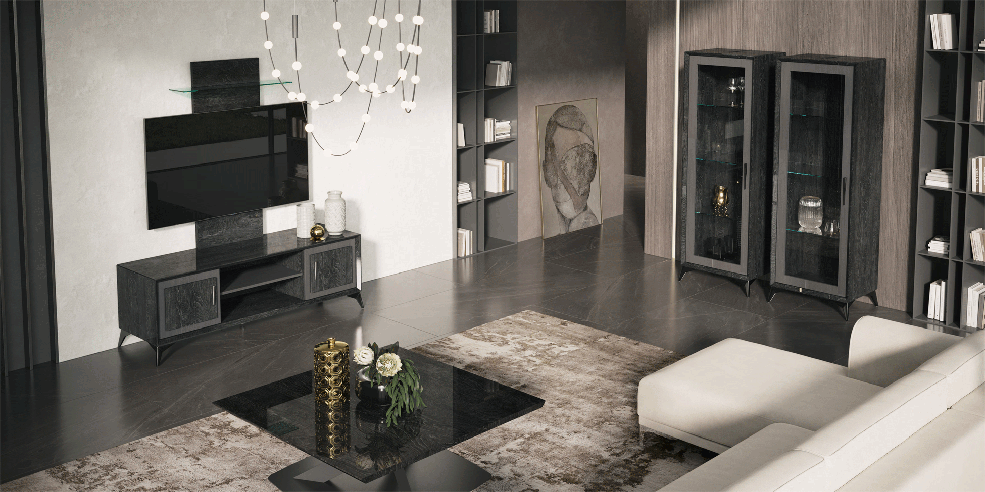 Krystal TV Cabinet + Wall Panel w/ Led light, Entertainment Centers ...